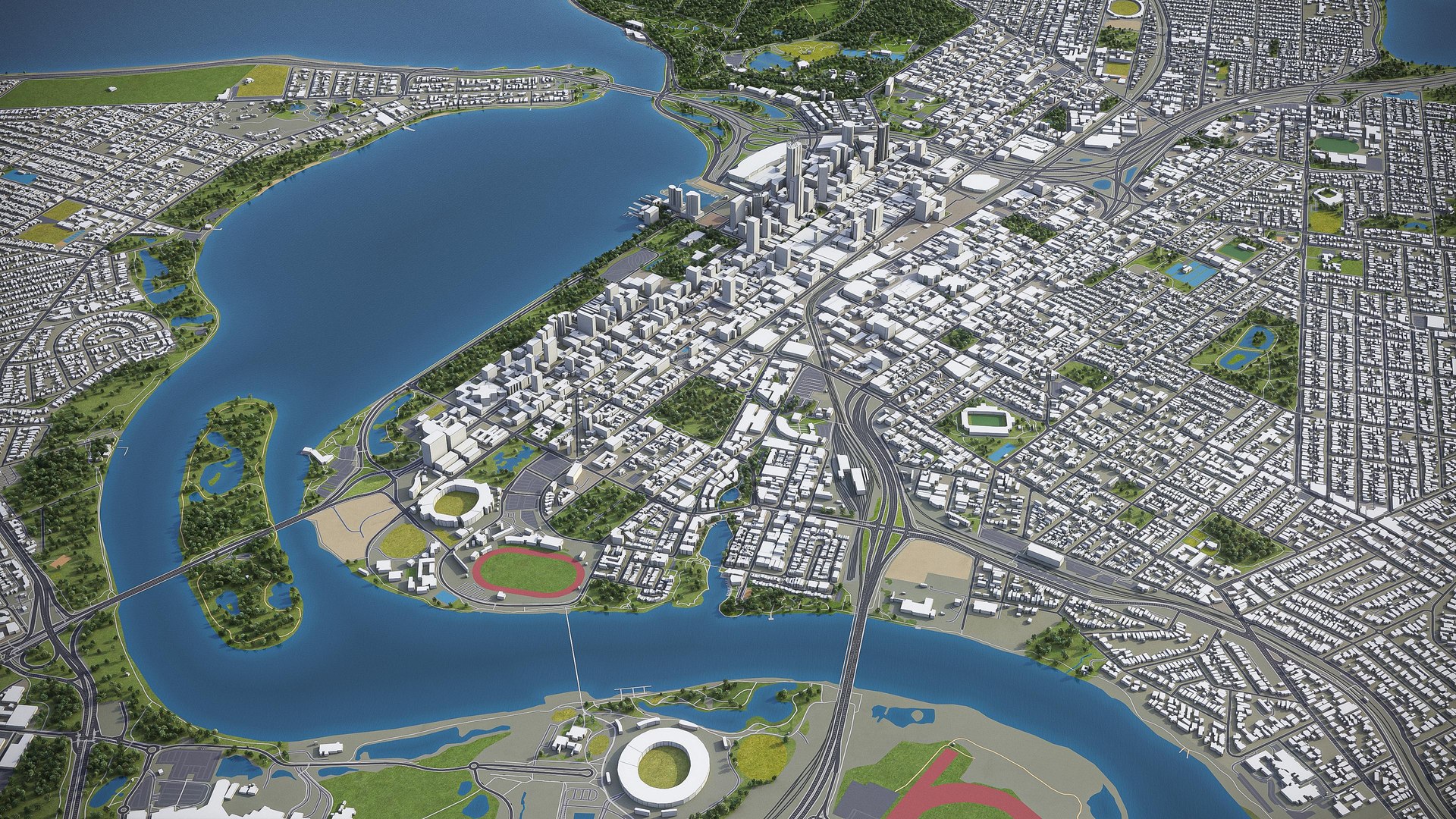 3D City Perth Surrounding - - TurboSquid 1407663