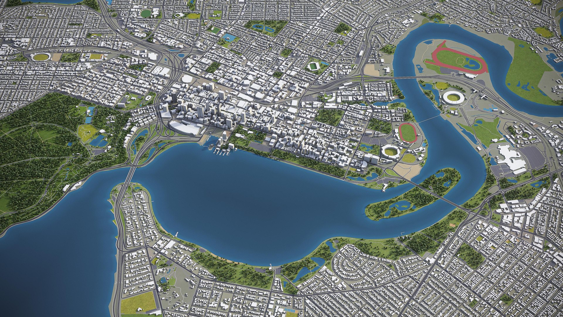 3D City Perth Surrounding - - TurboSquid 1407663