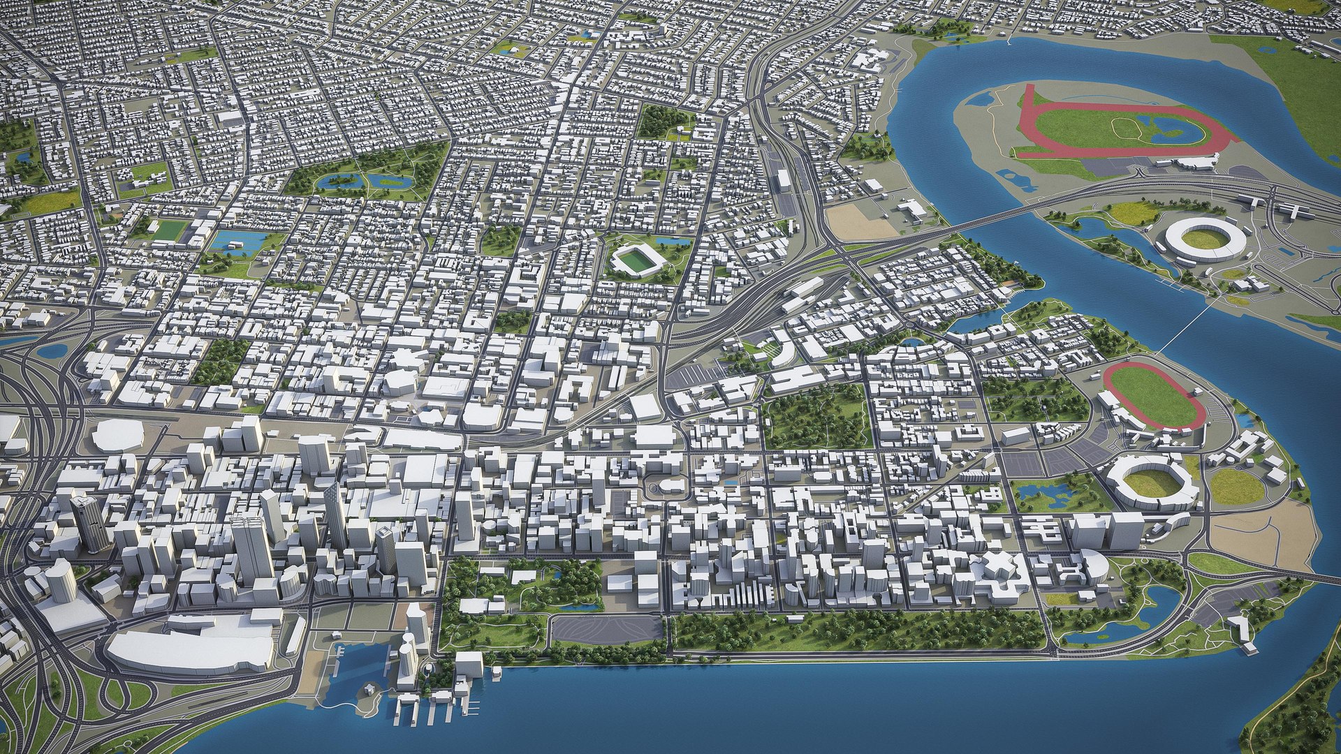 3D City Perth Surrounding - - TurboSquid 1407663