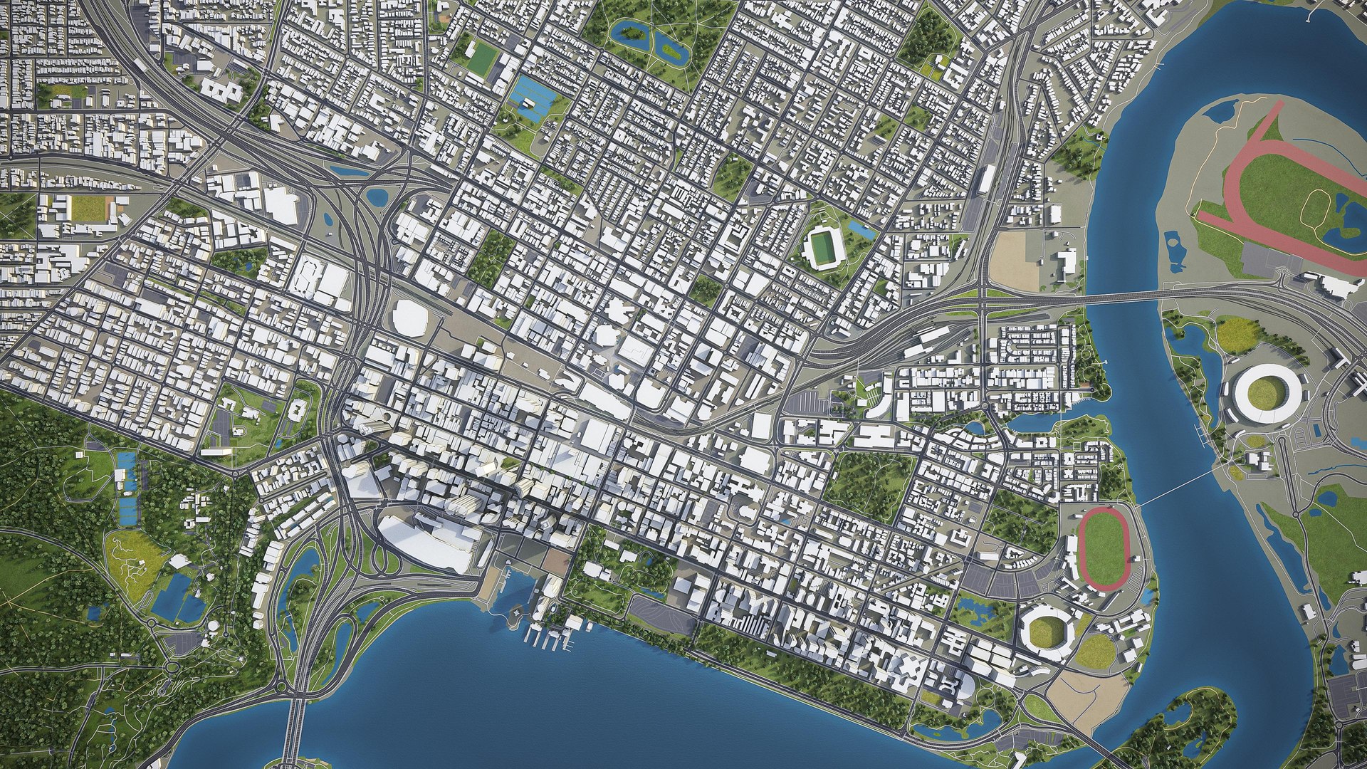 3D City Perth Surrounding - - TurboSquid 1407663