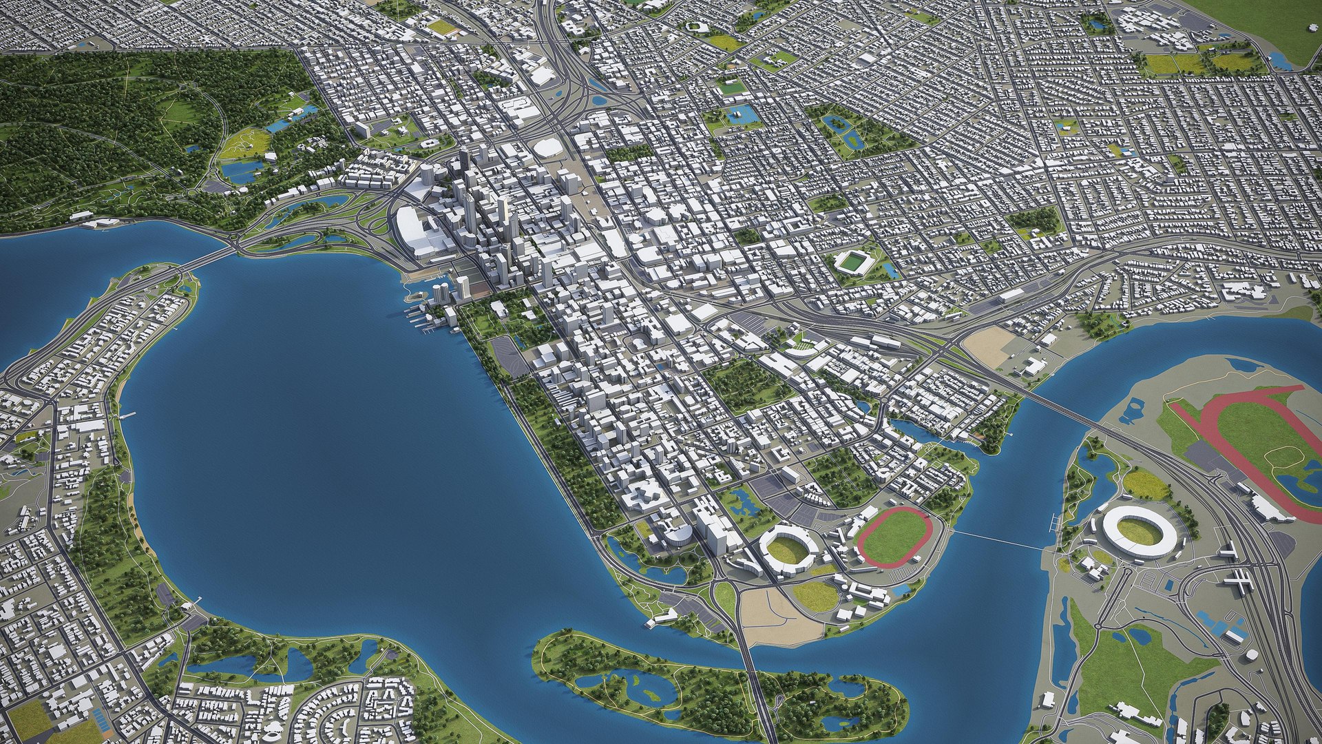 3D City Perth Surrounding - - TurboSquid 1407663