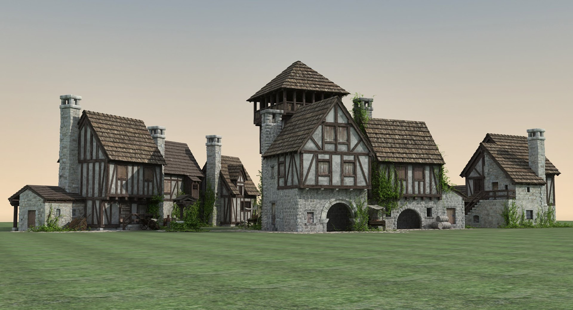 3d model medieval town