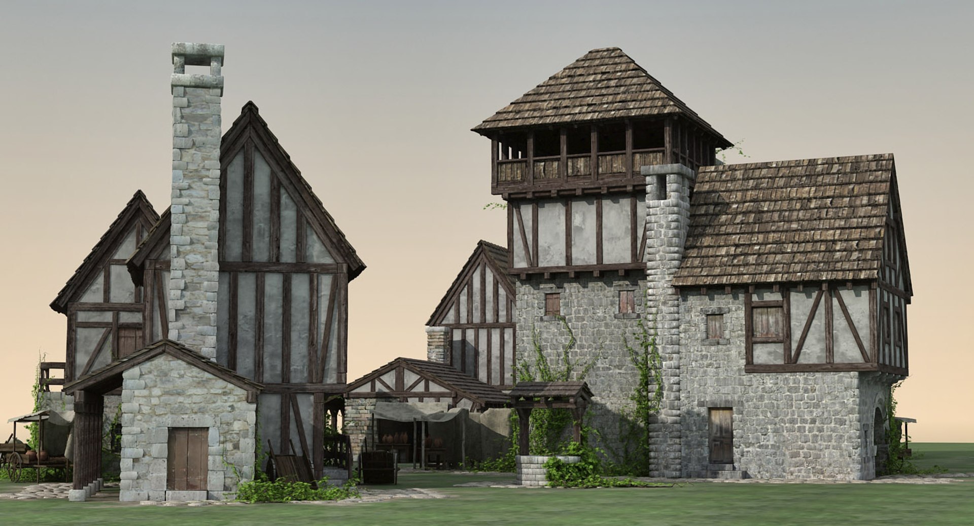 3d model medieval town