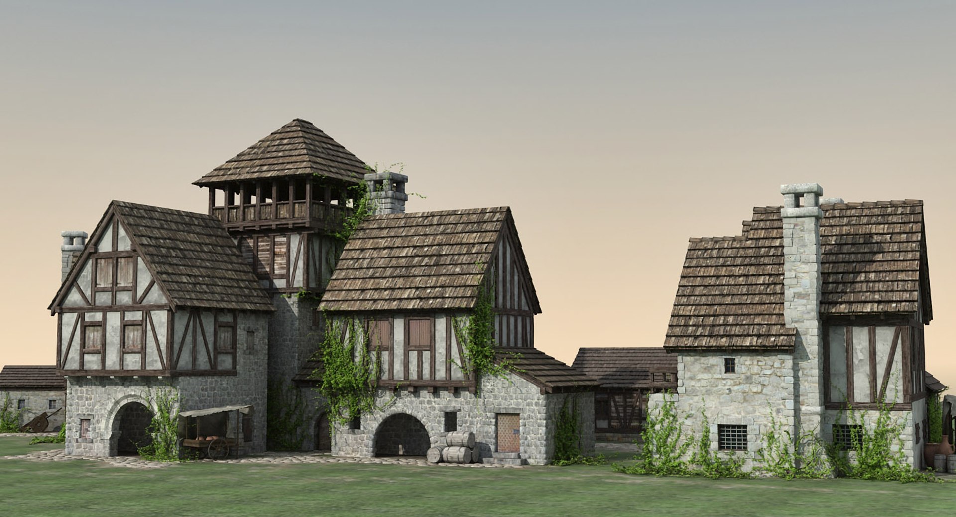 3d model medieval town
