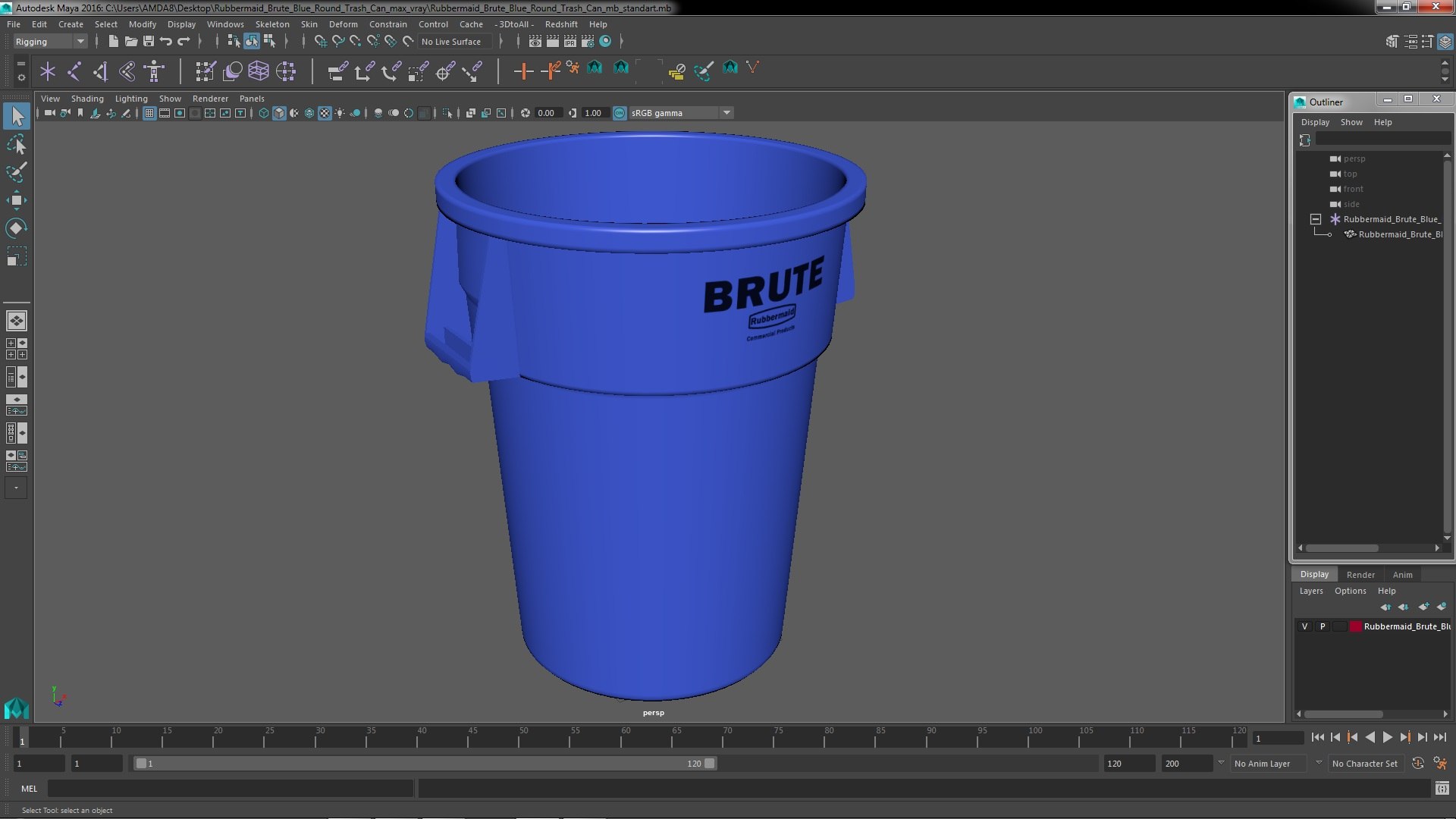 3D Rubbermaid Brute Blue Round Trash Can model - TurboSquid 2148969