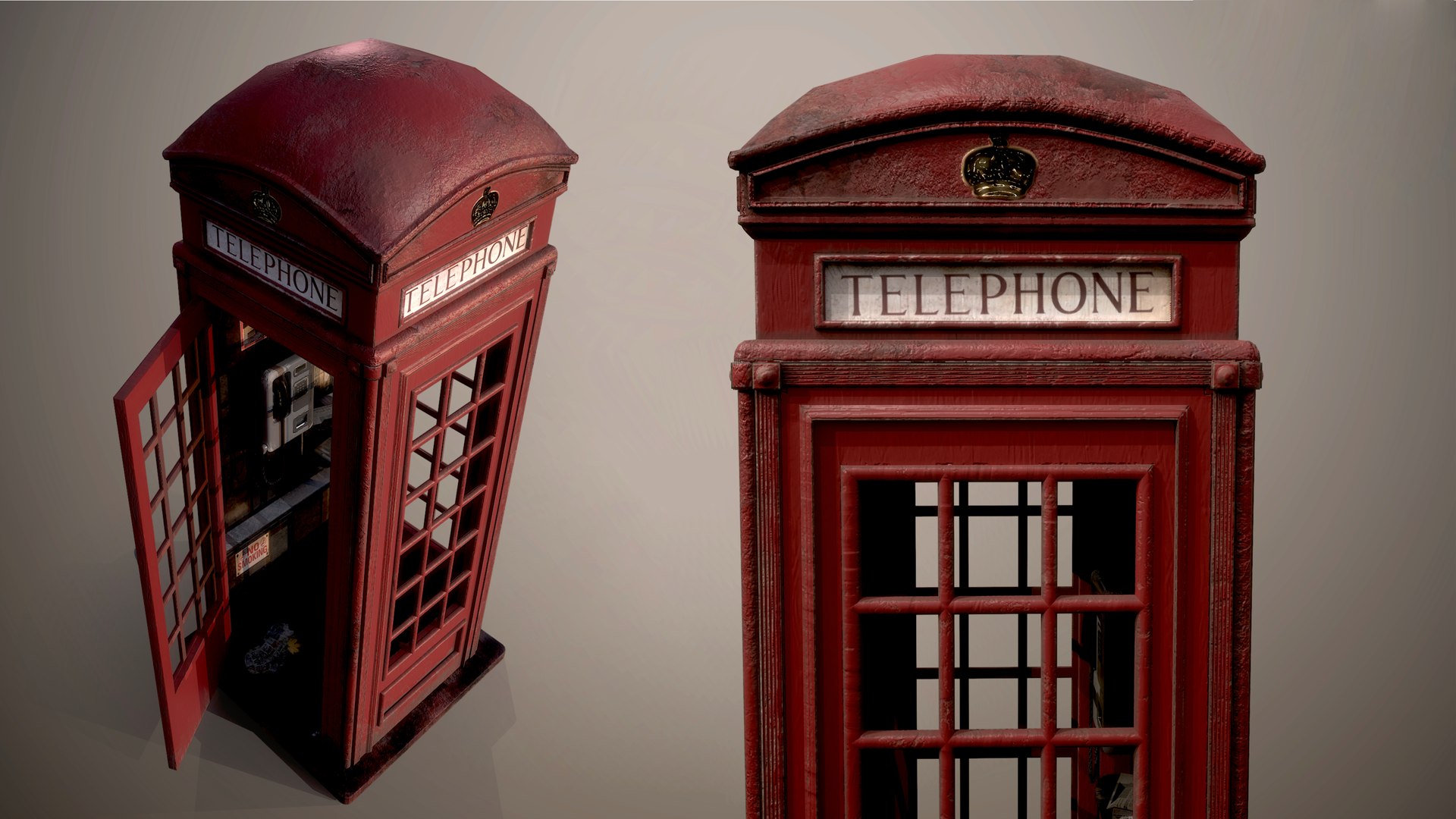 3D Red Telephone Box - TurboSquid 1872980