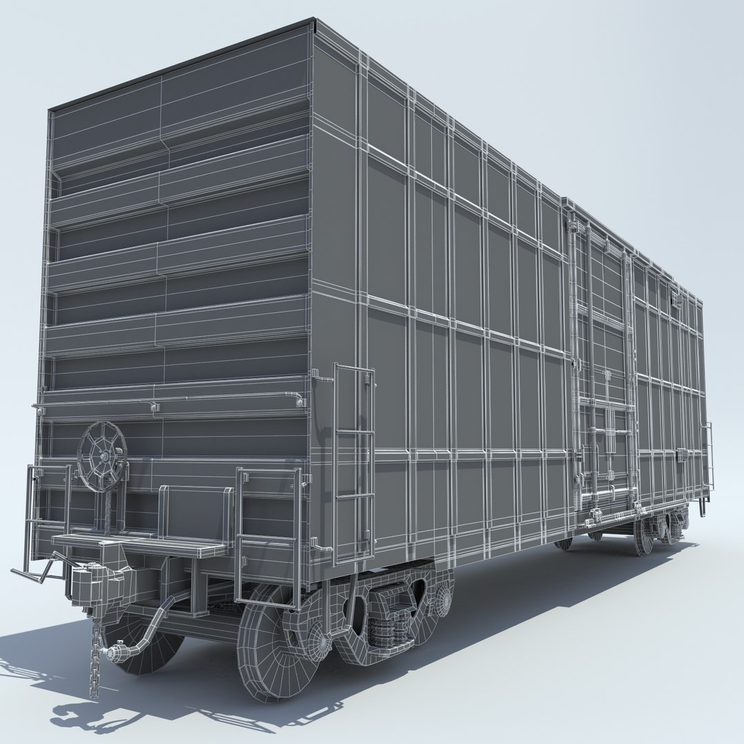 Railway Cargo Car Train 3d Model
