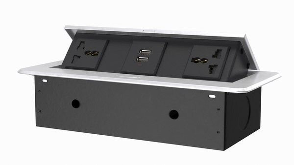 modelo 3d Caja De Conexiones Sobremesa Toma Universal Cargador USB Gris ...