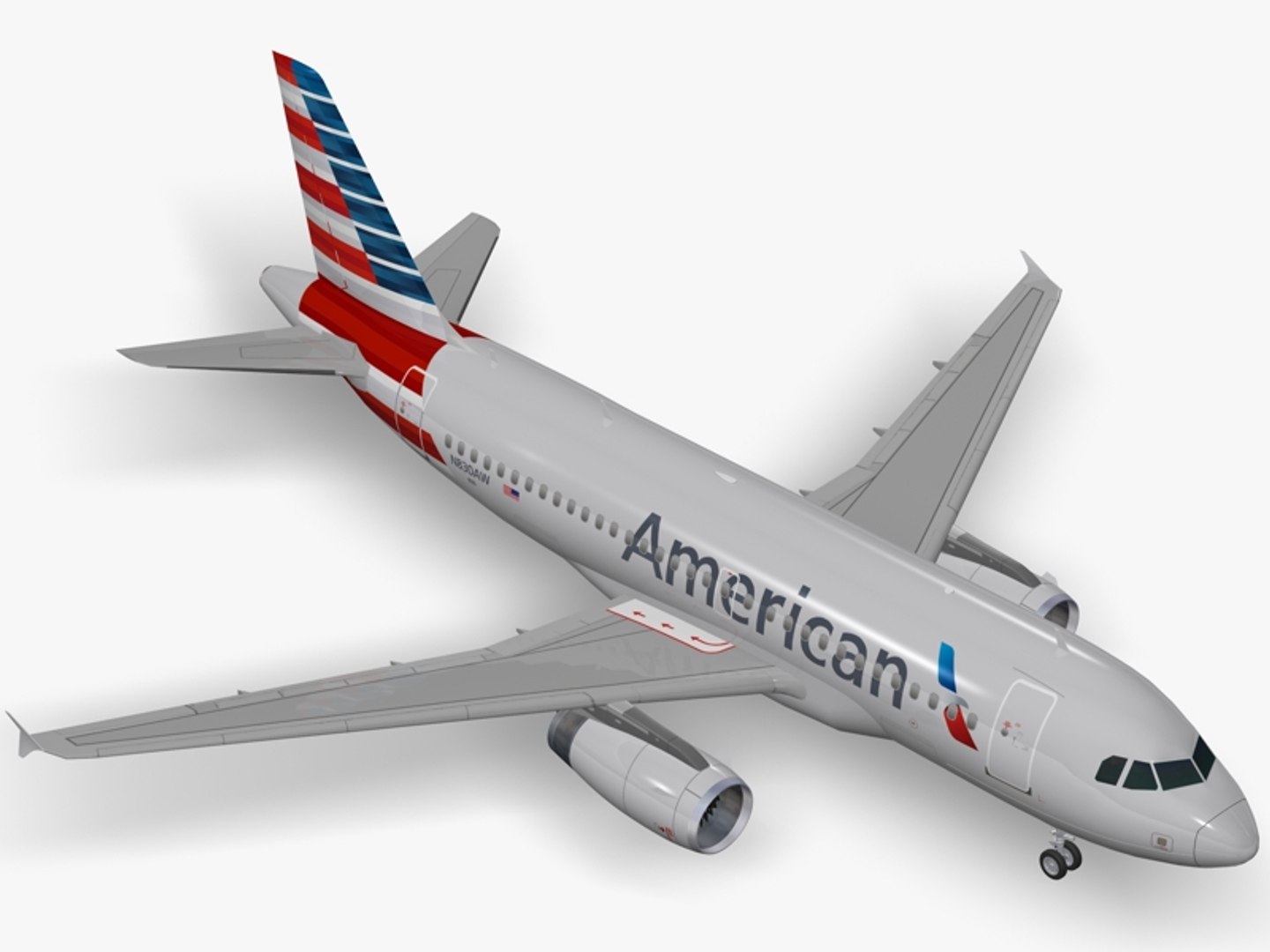 3d airbus a319 american airlines model