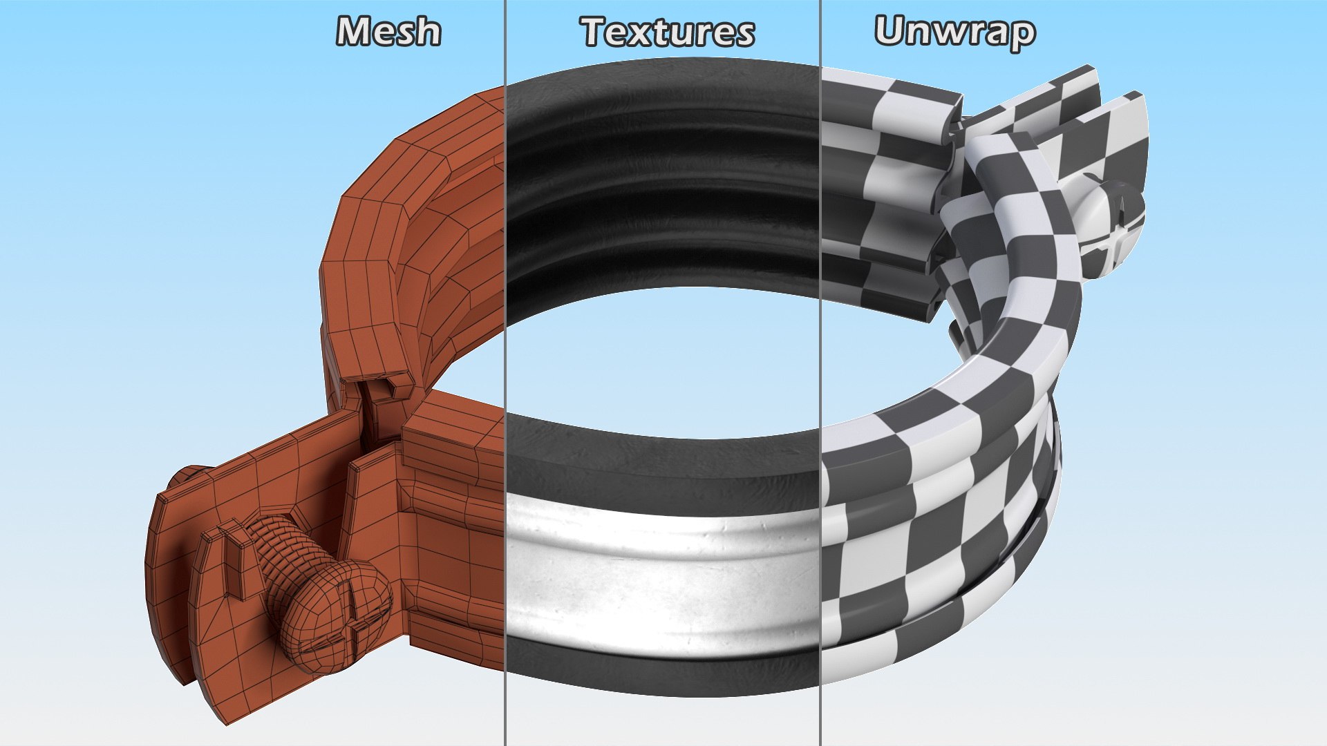 3D Stainless Steel Pipe Clamp With Insert Model - TurboSquid 1786433