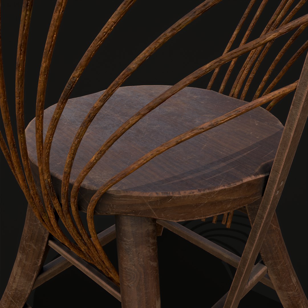 Rustic High Back Bent Stick Chair 3D model - TurboSquid 1937649