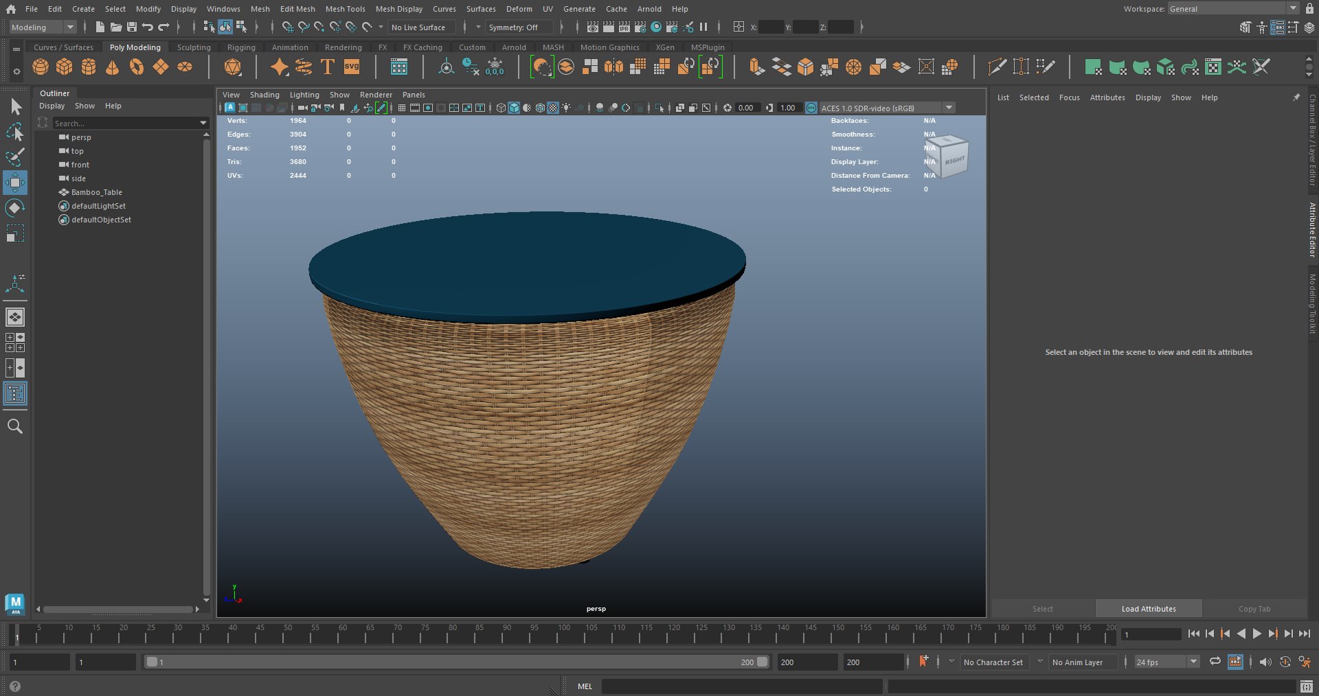 Bamboo Table AR VR PBR Lowpoly with game ready Low-poly 3D model model ...