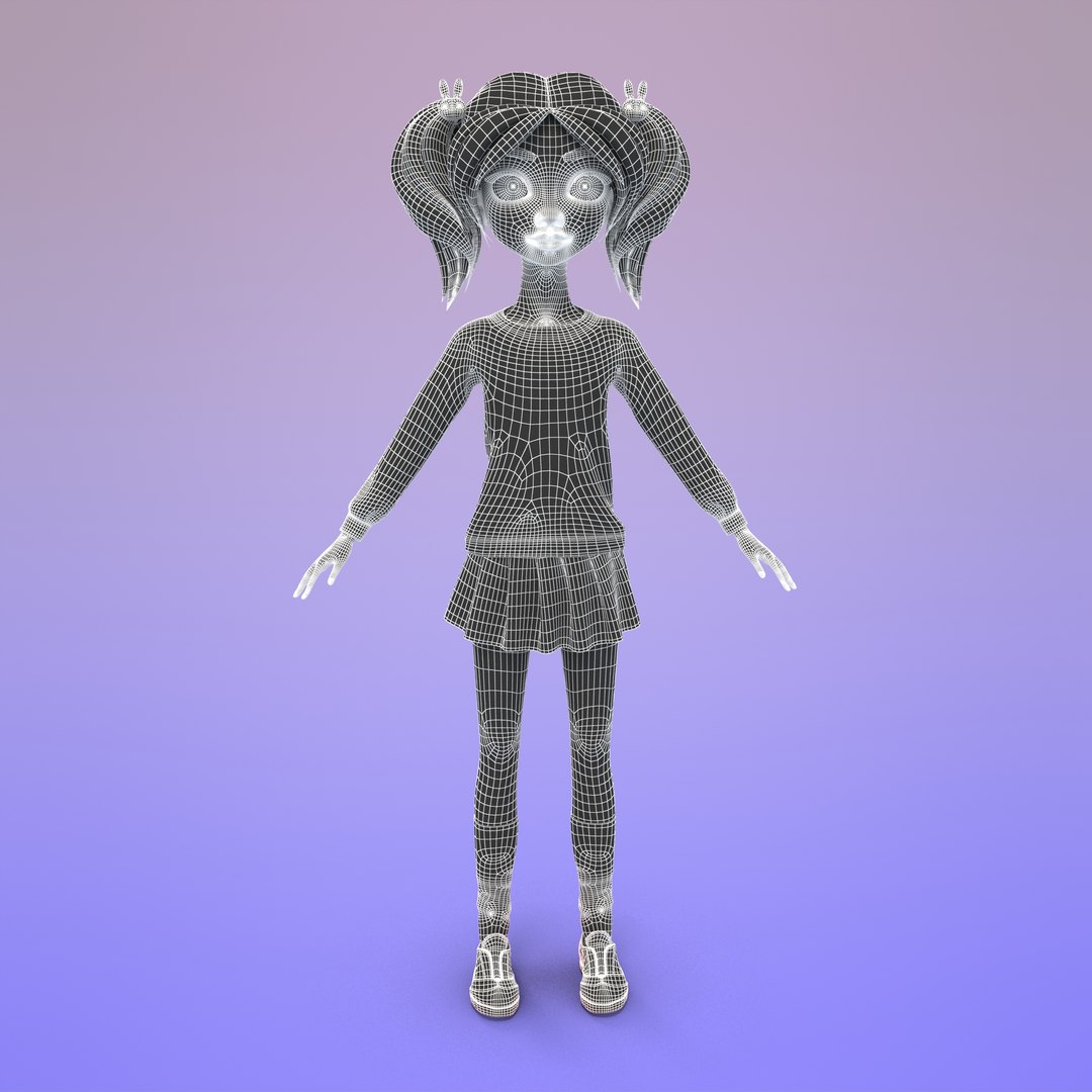 3d Model Cute Cartoon Girl