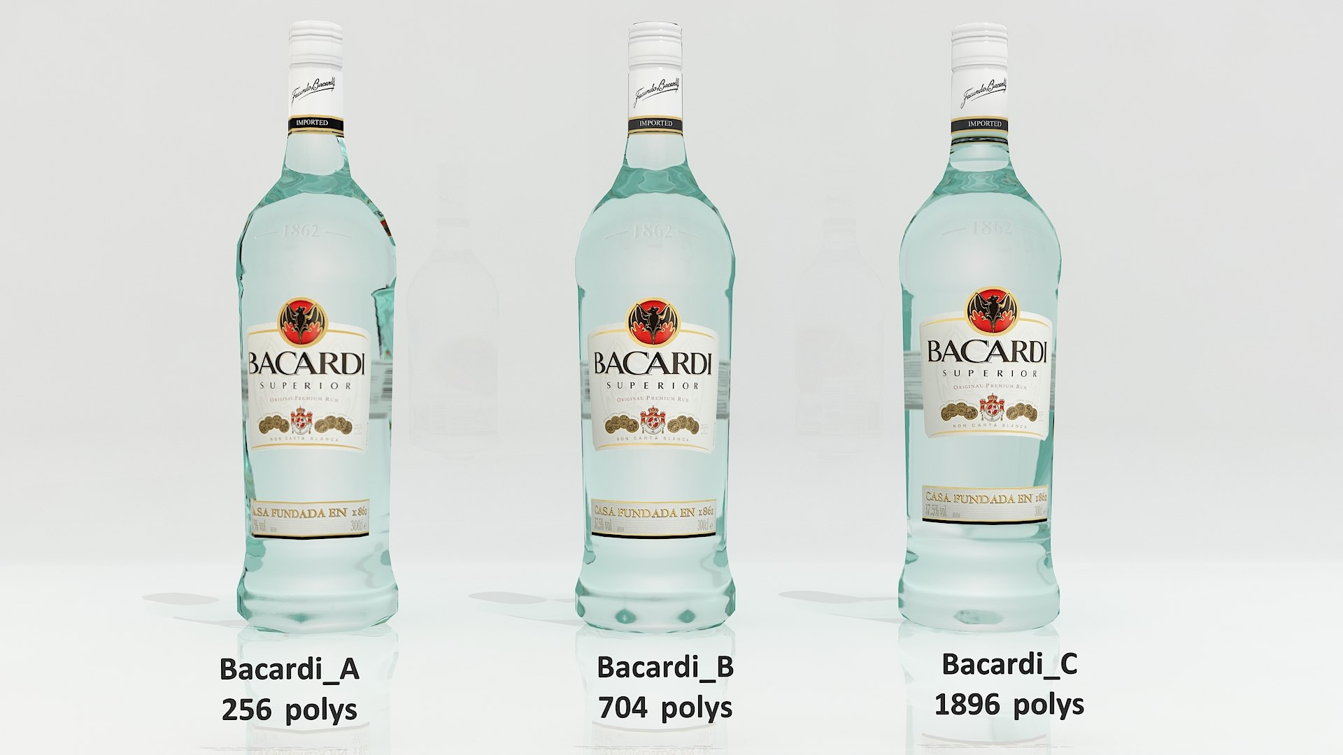 3D Bacardi Alcohol Bottle - TurboSquid 1358376
