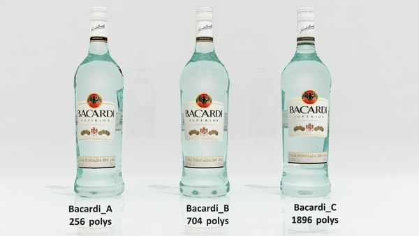 modelo 3d Botella de bacardi - TurboSquid 1358376
