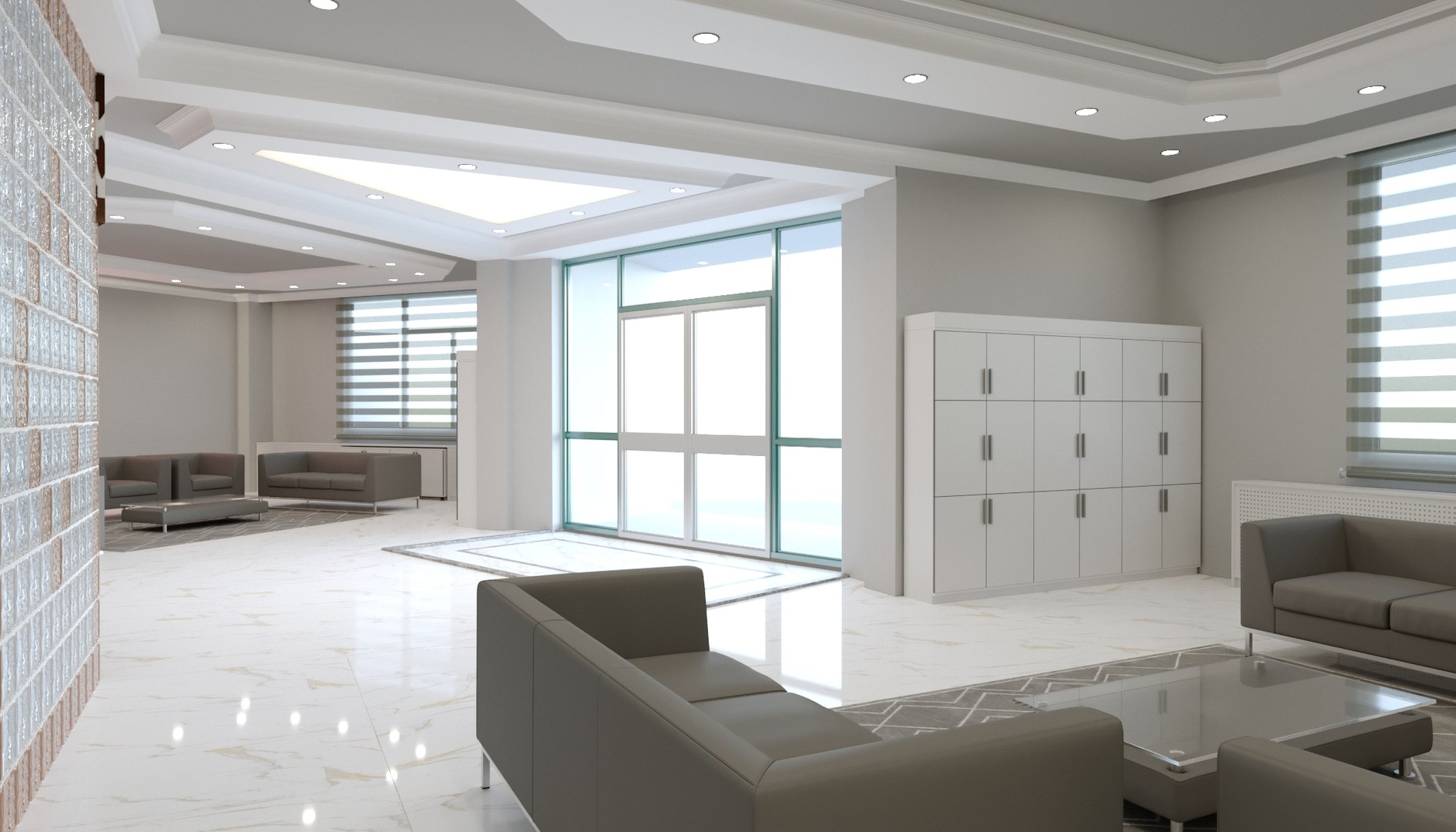 3D Center Hall Lobby Design - TurboSquid 1705481