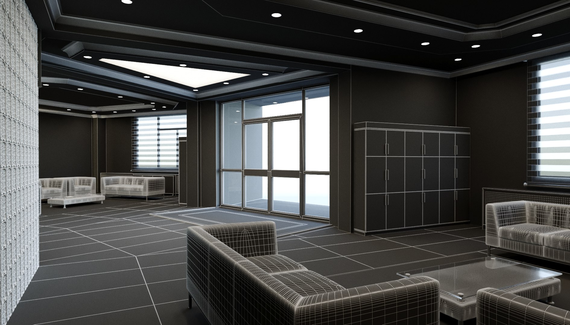 3D Center Hall Lobby Design - TurboSquid 1705481