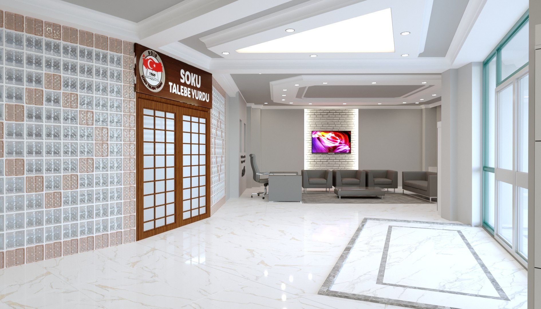 3D Center Hall Lobby Design - TurboSquid 1705481