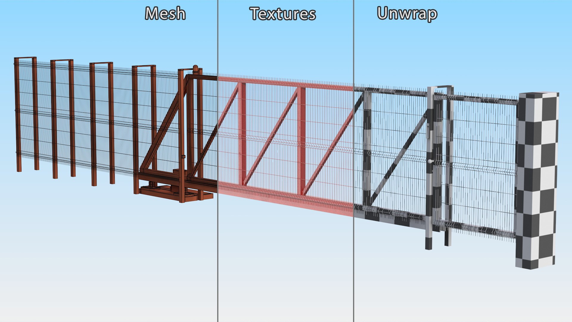 3D model Welded Mesh Gates Red - TurboSquid 2175511