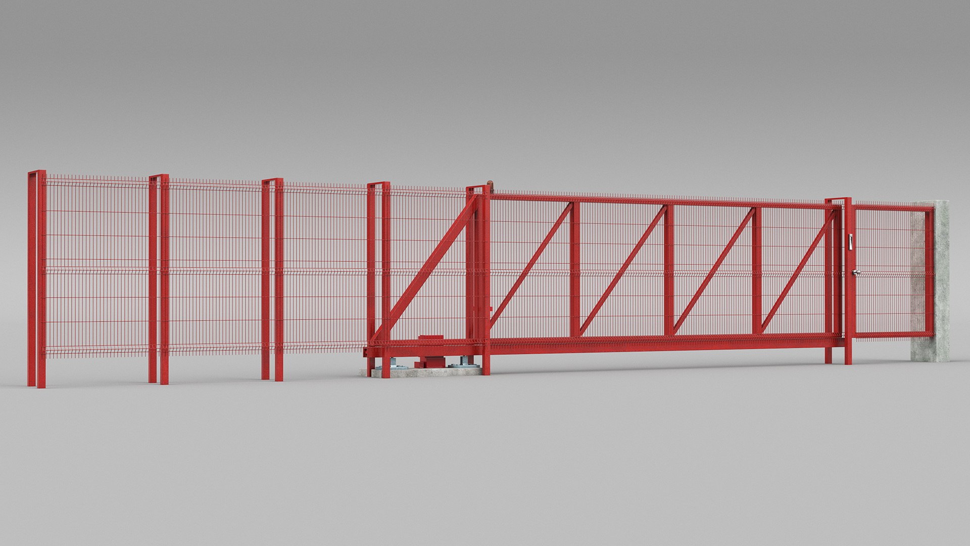 3D model Welded Mesh Gates Red - TurboSquid 2175511