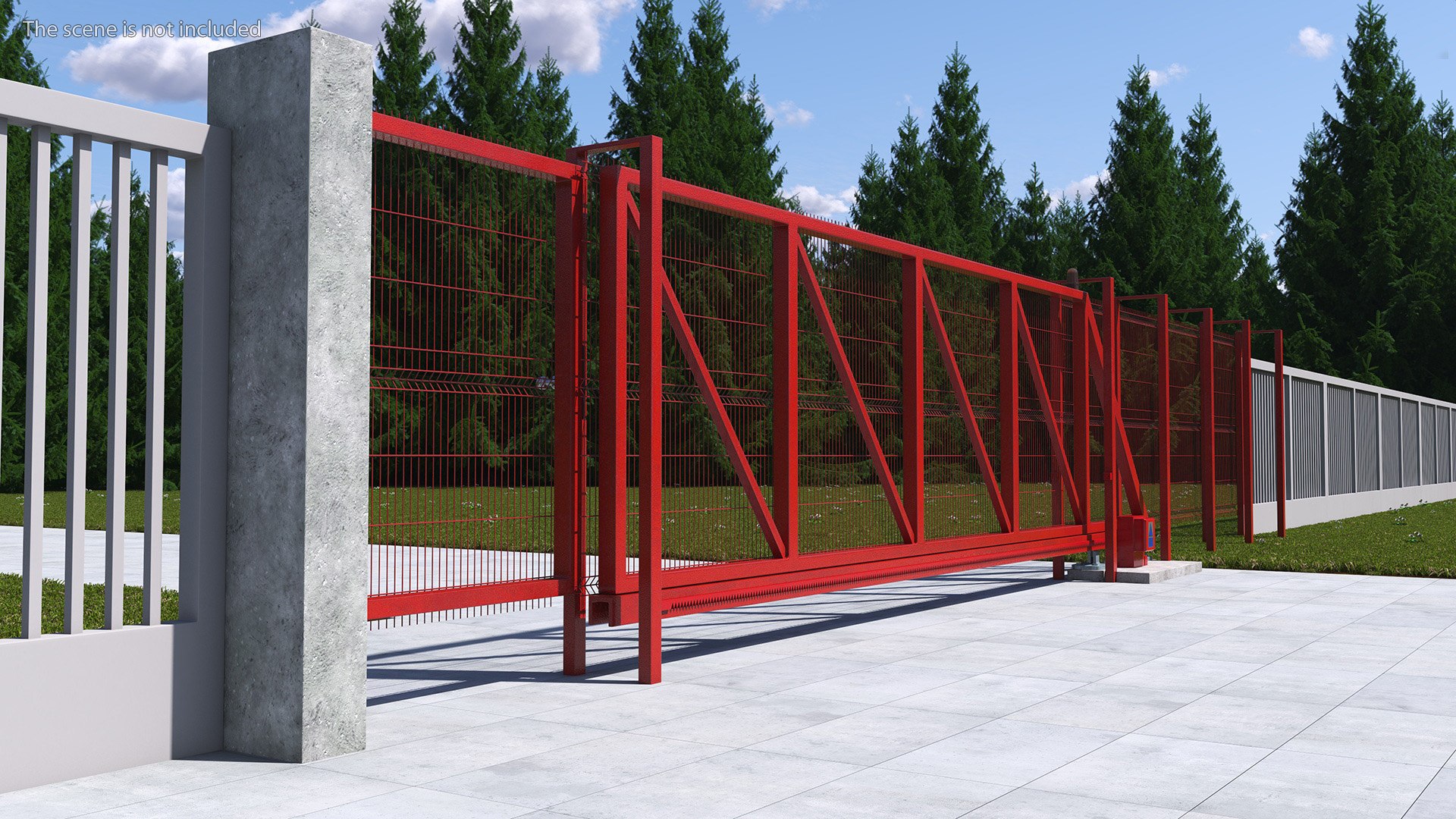3D model Welded Mesh Gates Red - TurboSquid 2175511