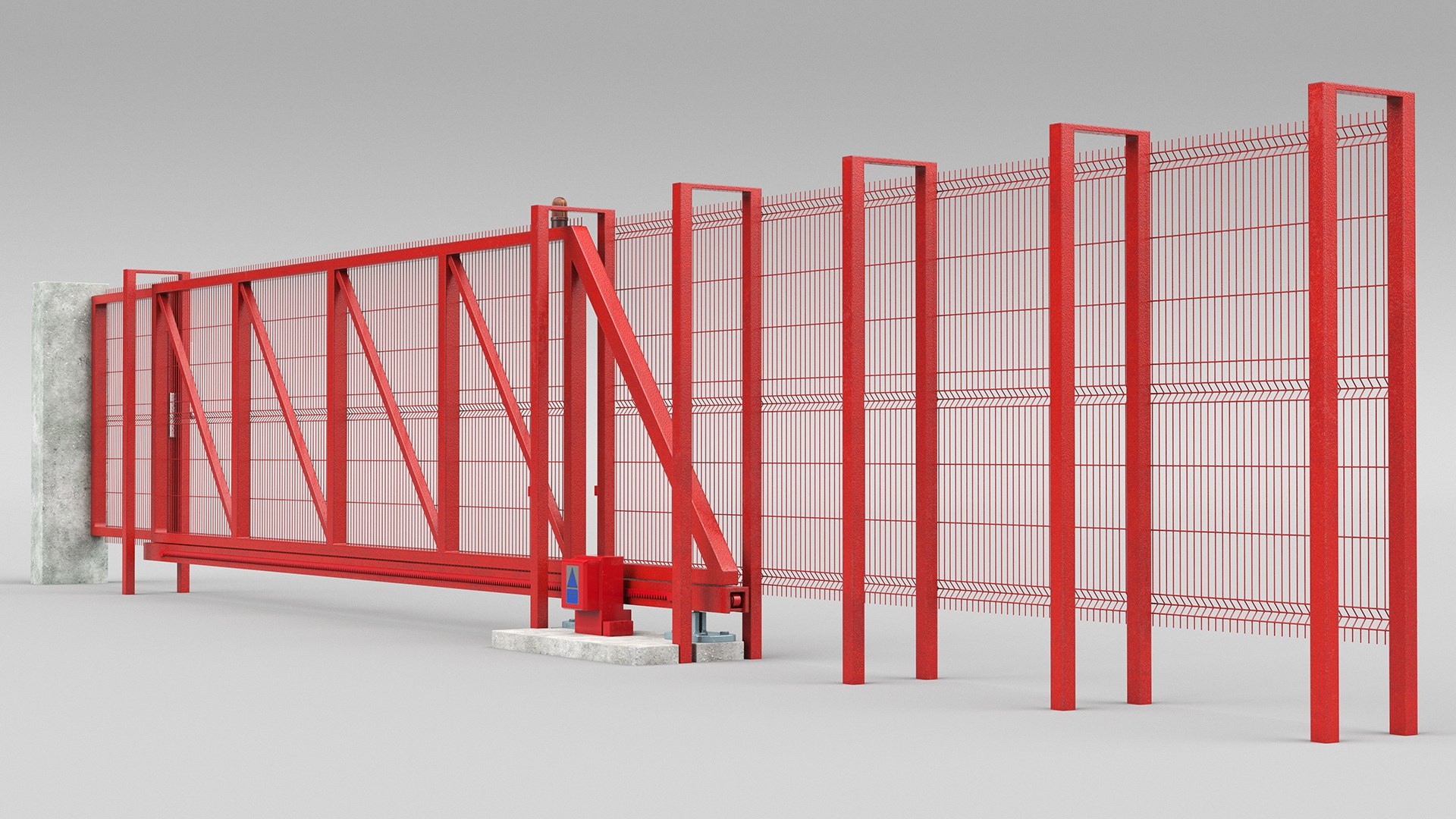 3D model Welded Mesh Gates Red - TurboSquid 2175511