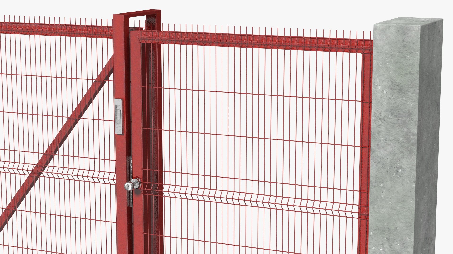 3D model Welded Mesh Gates Red - TurboSquid 2175511