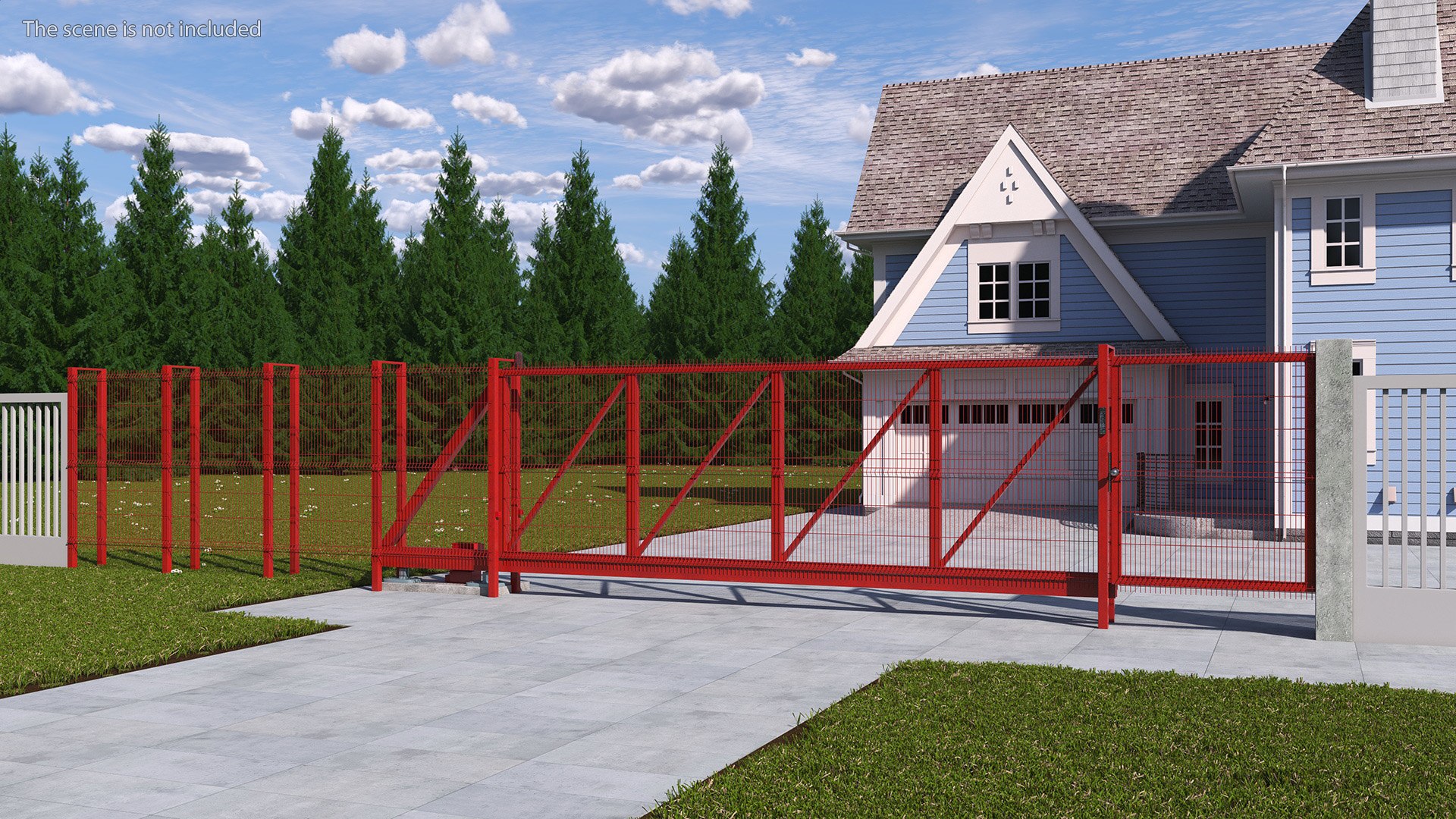 3D model Welded Mesh Gates Red - TurboSquid 2175511