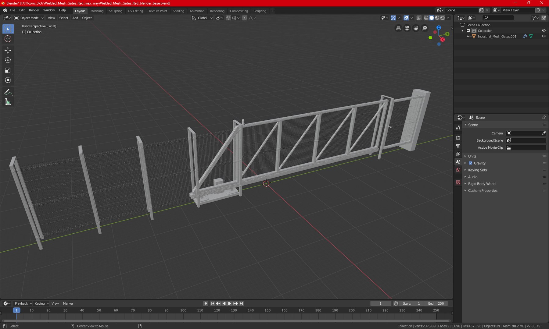 3D model Welded Mesh Gates Red - TurboSquid 2175511