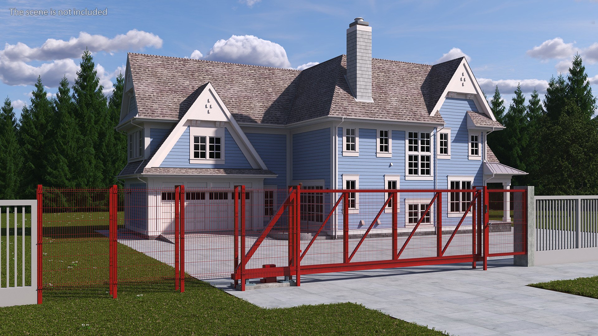 3D model Welded Mesh Gates Red - TurboSquid 2175511