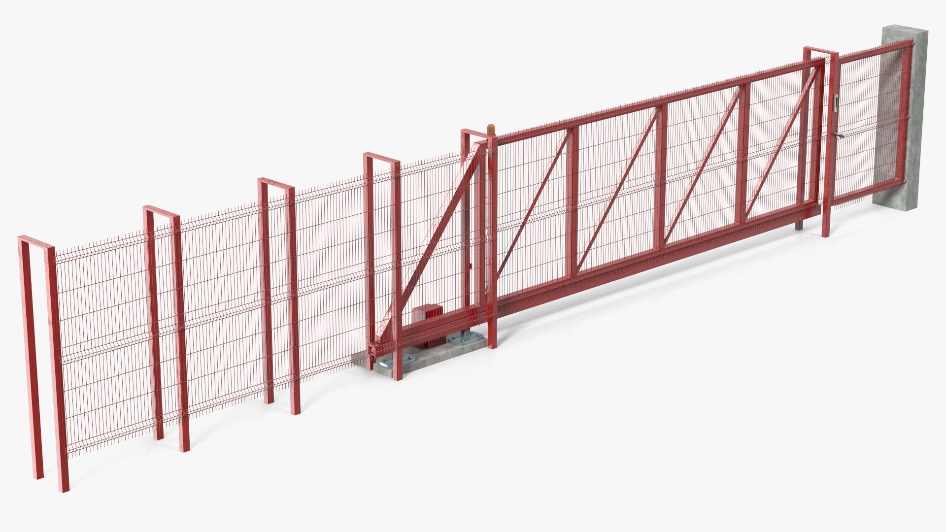 3D model Welded Mesh Gates Red - TurboSquid 2175511