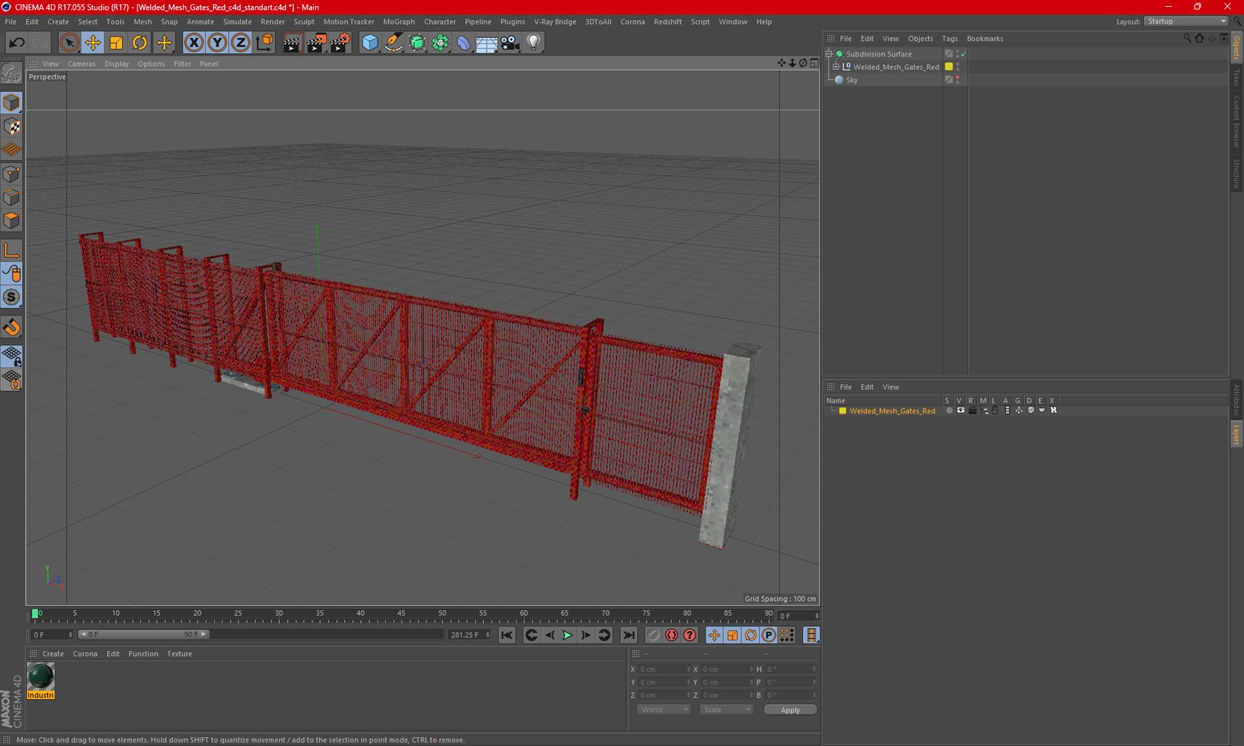3D model Welded Mesh Gates Red - TurboSquid 2175511