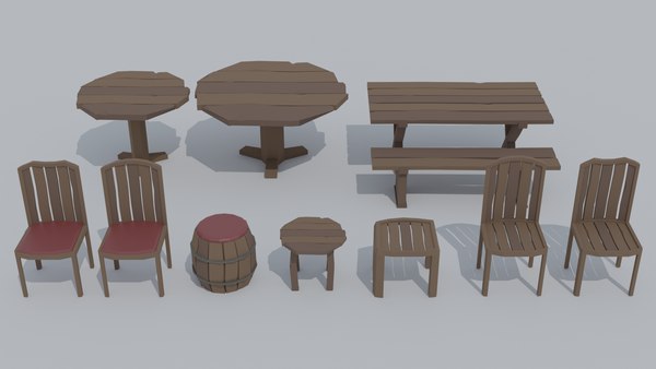 modelo 3d Activo interior de taberna medieval de dibujos animados de ...