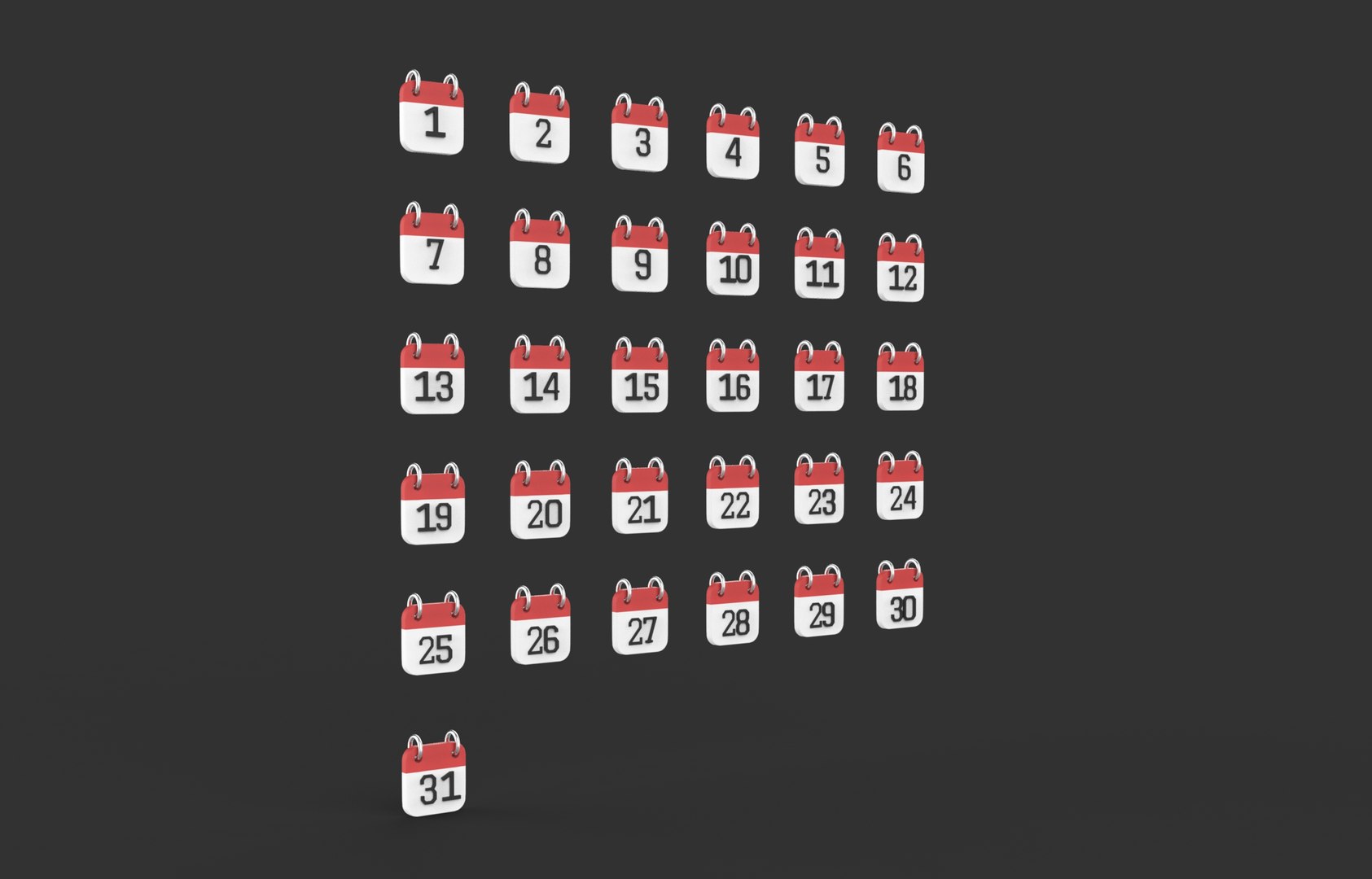 Calendar Icon 1- 31 3D Model 3D Model - TurboSquid 2334376