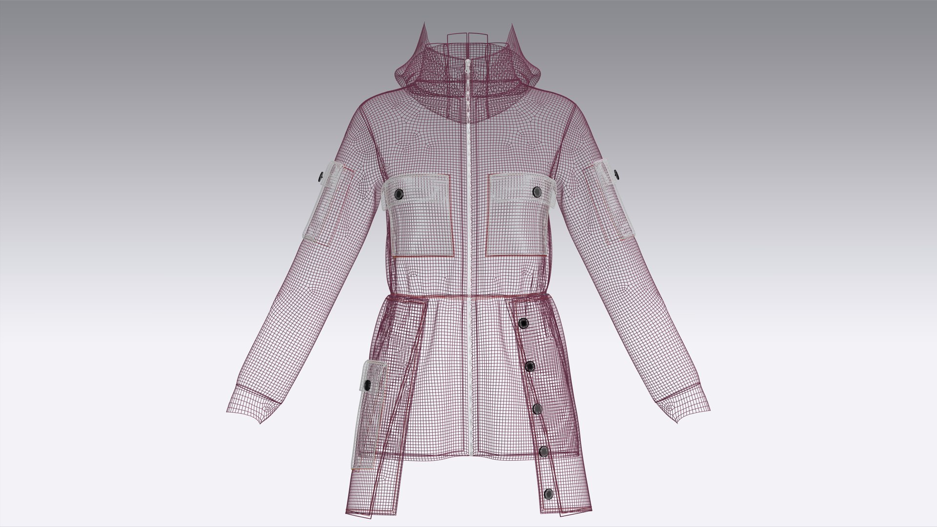Girls Eclipse Modular Hooded Jacket 3D Model - TurboSquid 2573418