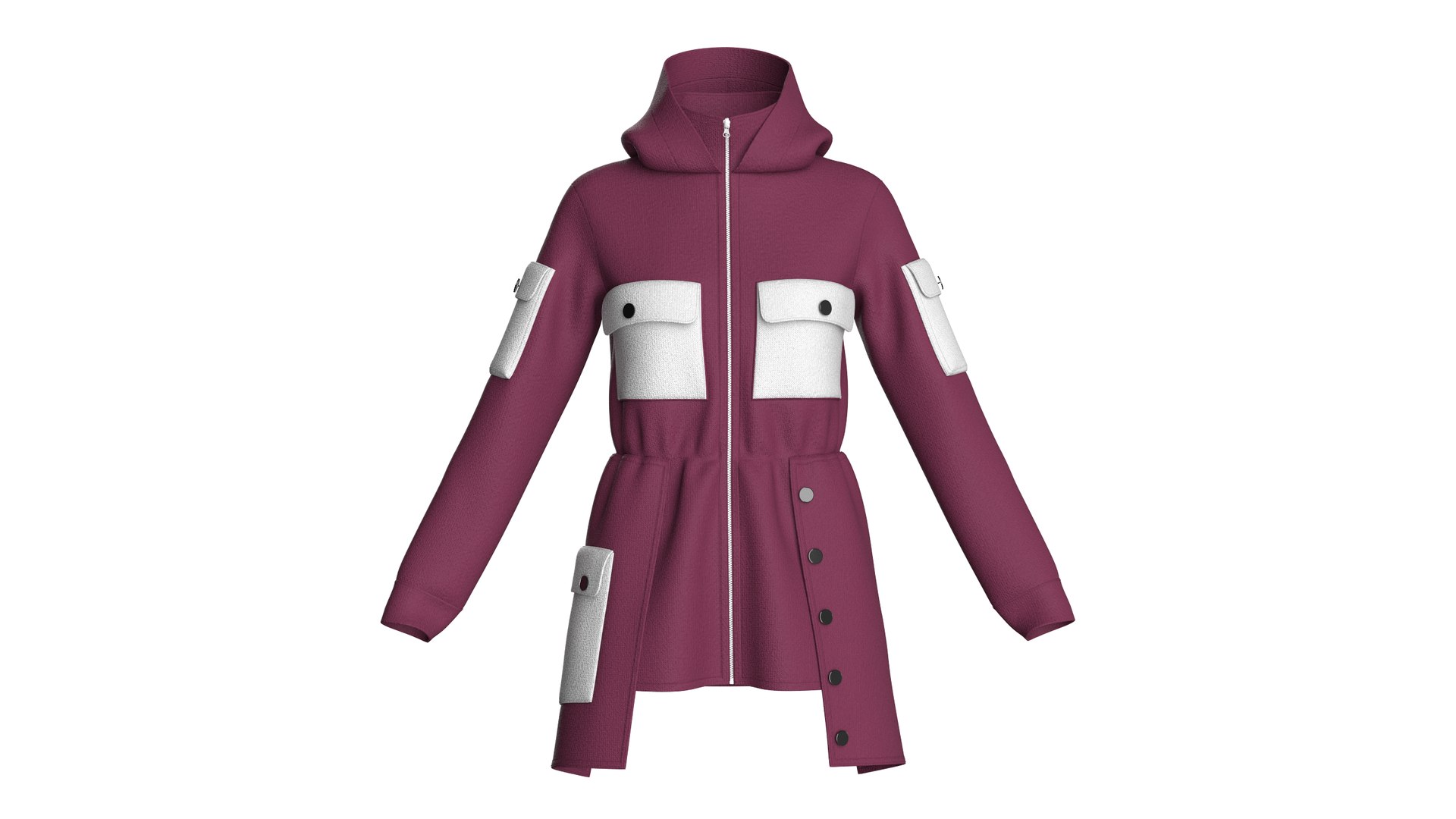 Girls Eclipse Modular Hooded Jacket 3D Model - TurboSquid 2573418
