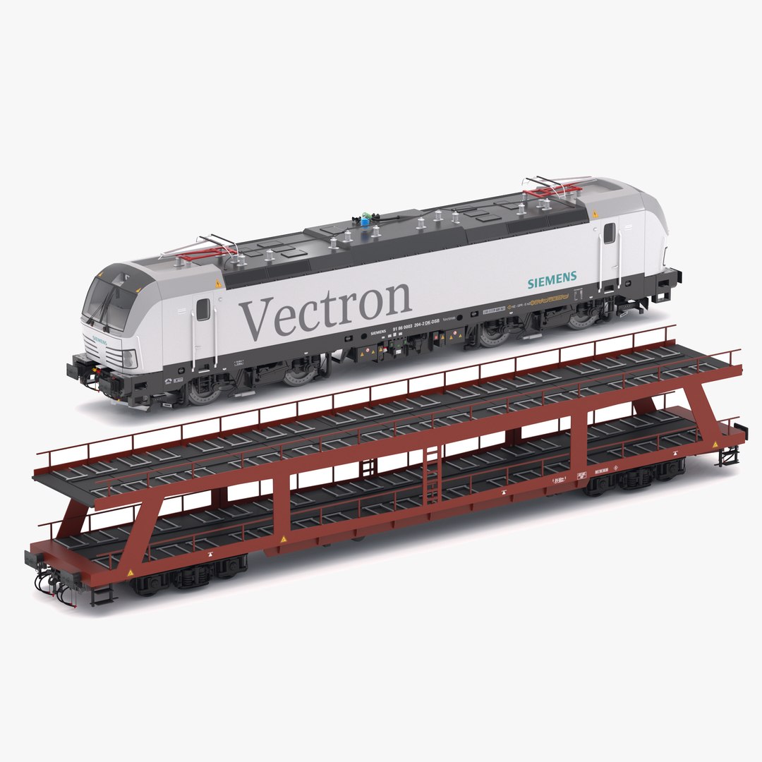 Autorack Train And Siemens Vectron Locomotive Model - TurboSquid 2319439