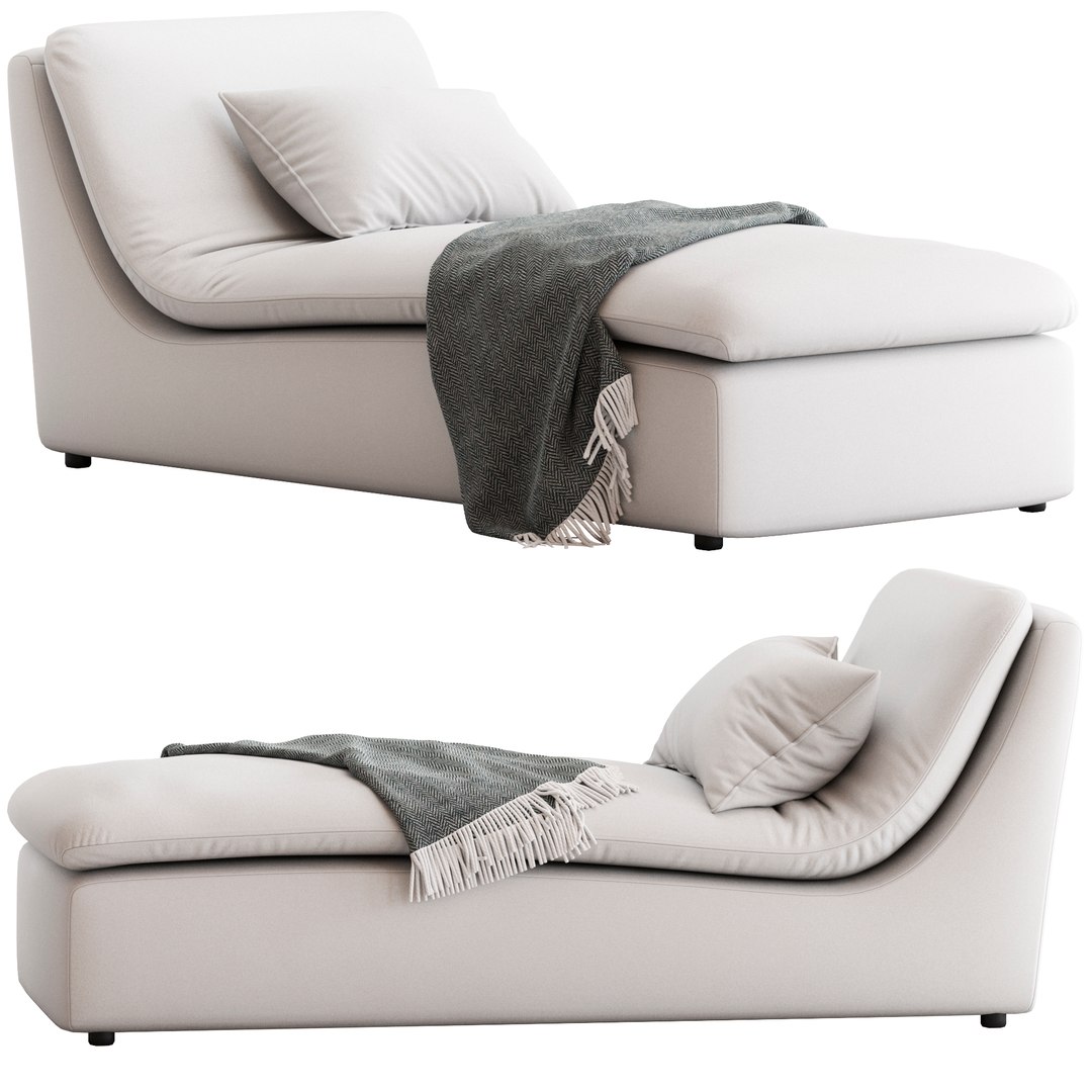 3D CB2 Turn Ivorey Chaise Lounge model - TurboSquid 2165410