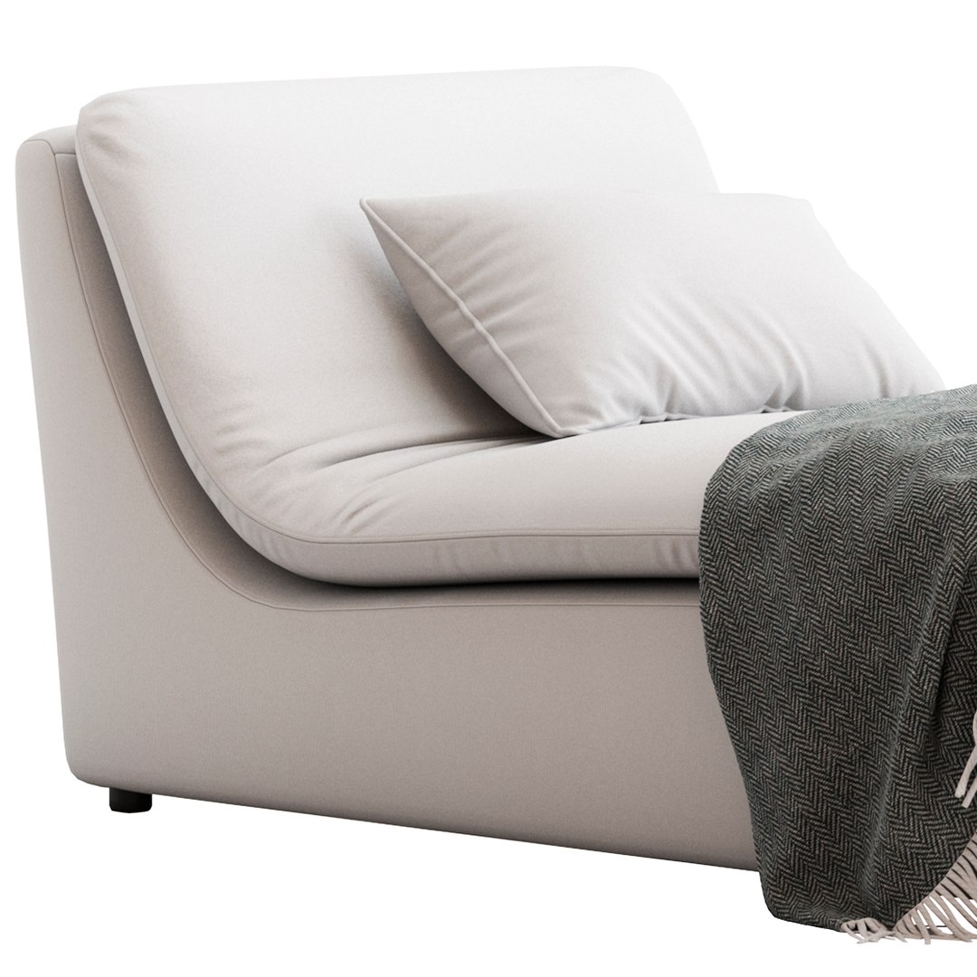 3D CB2 Turn Ivorey Chaise Lounge model - TurboSquid 2165410