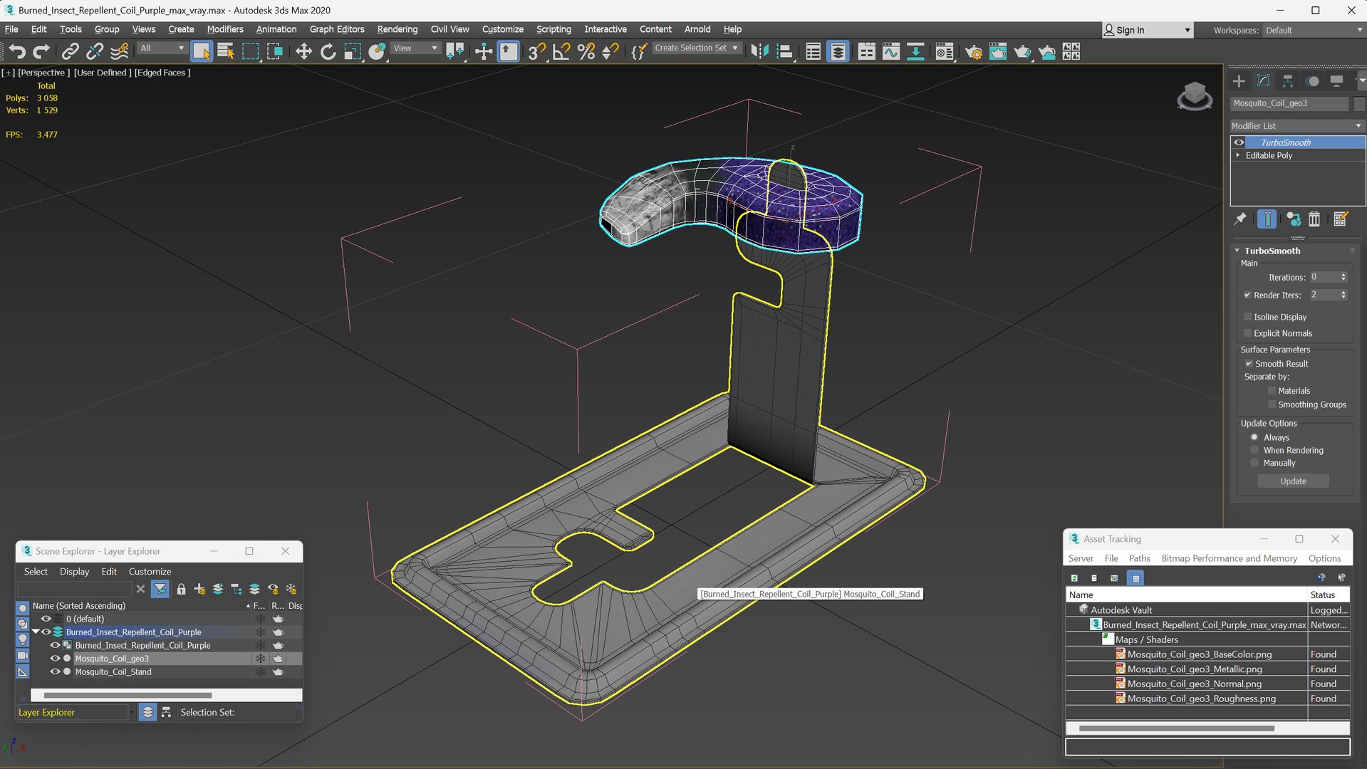 Burned Insect Repellent Coil Purple 3D Model - TurboSquid 2418022