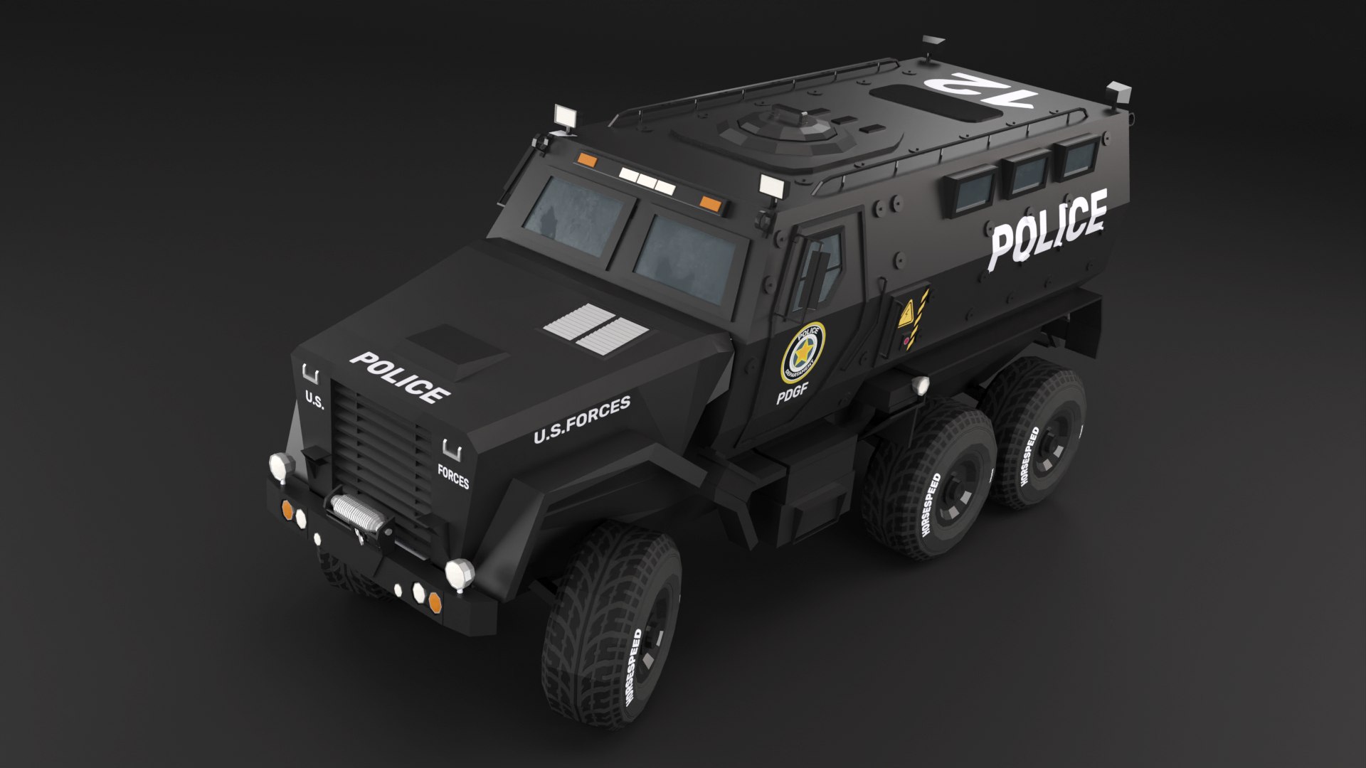 SWAT Truck Low-poly 3D model - TurboSquid 2083370