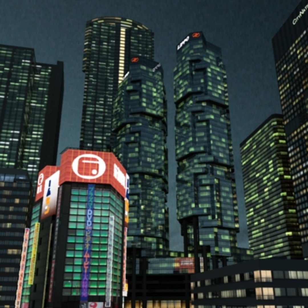 Skyscraper Building Night City 3d Model