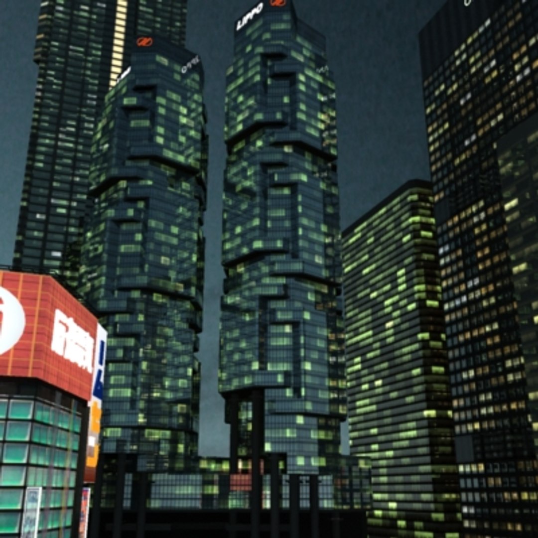 Skyscraper Building Night City 3d Model