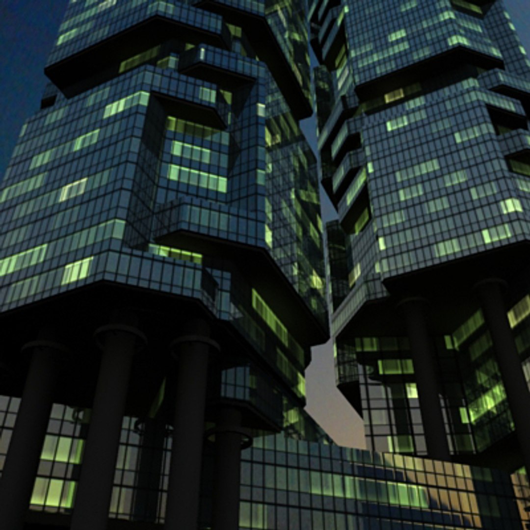 Skyscraper Building Night City 3d Model