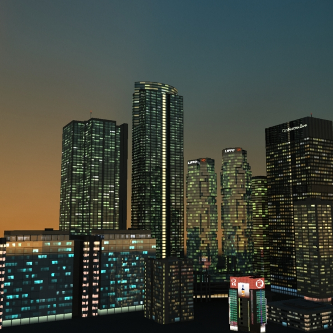 Skyscraper Building Night City 3d Model