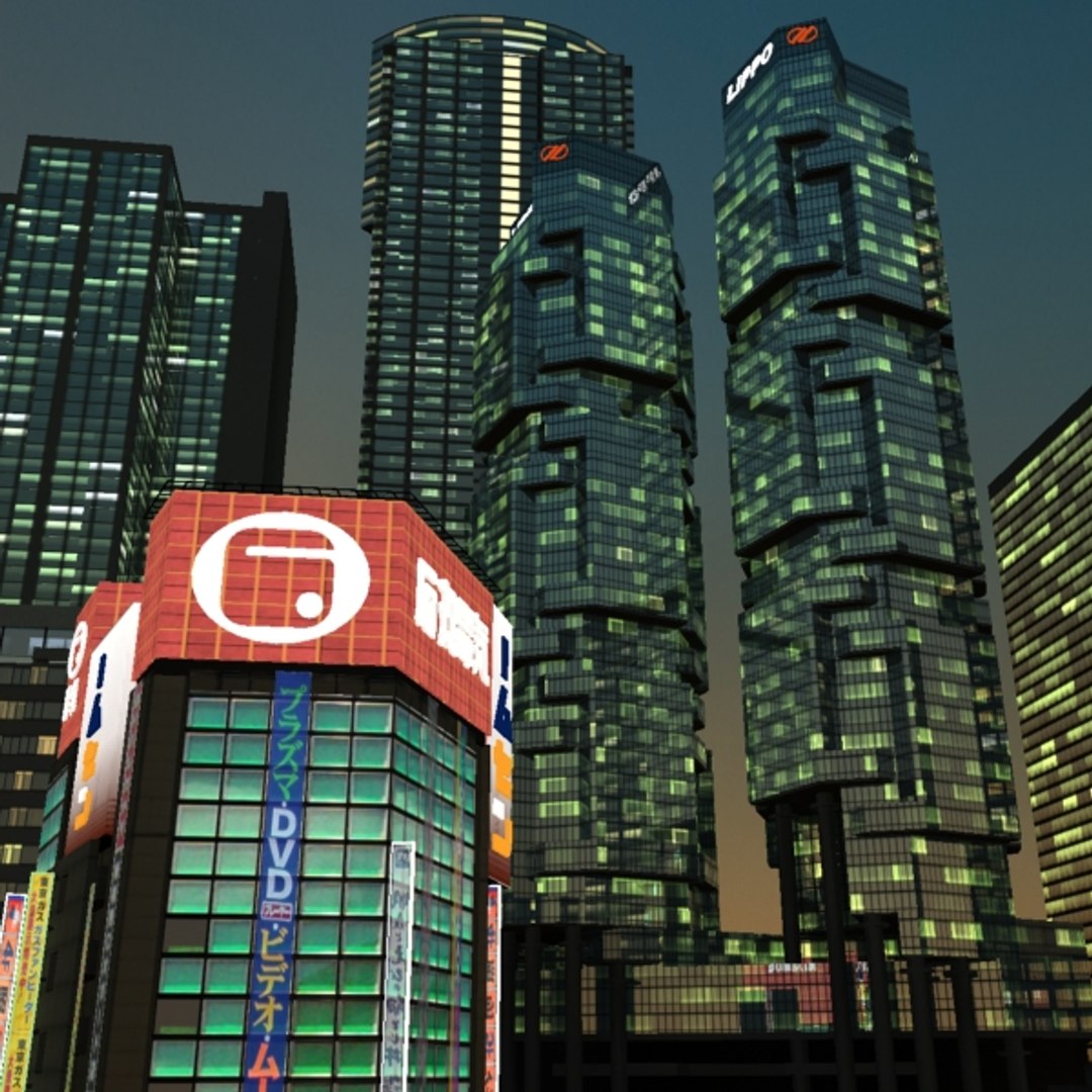 Skyscraper Building Night City 3d Model