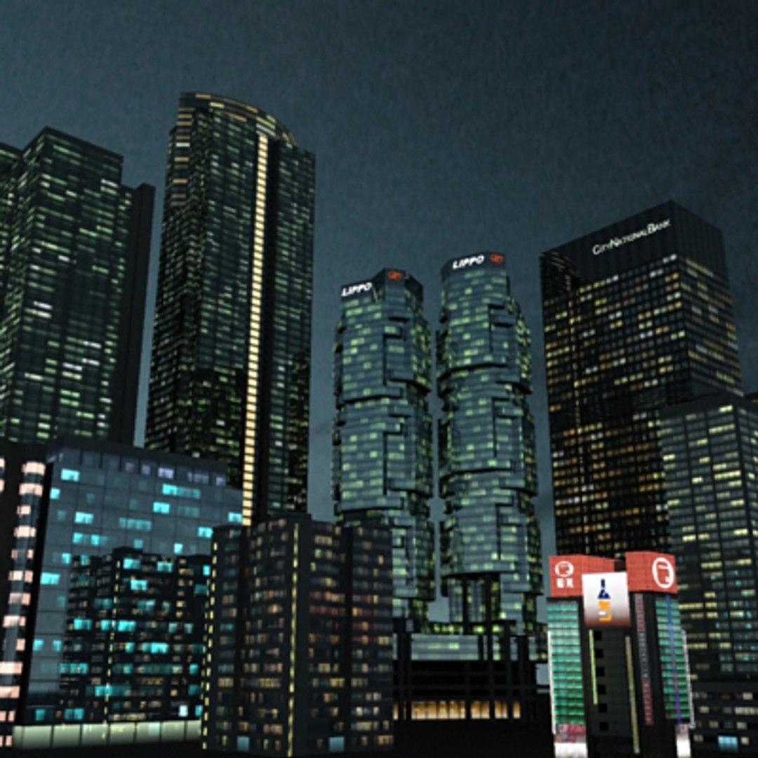 Skyscraper Building Night City 3d Model