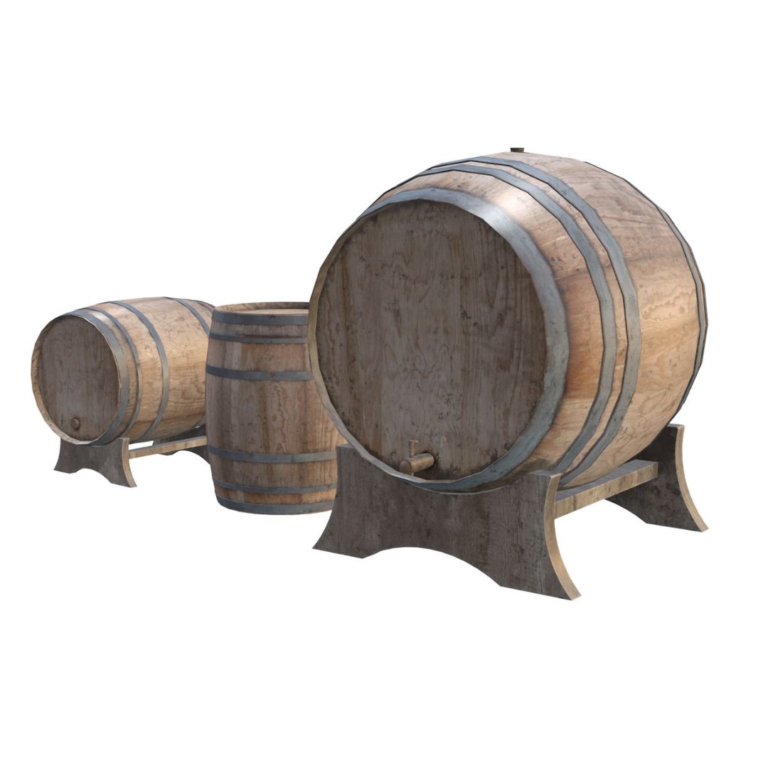 Low Poly Wooden Wine Barrels 3D Model 3D - TurboSquid 2300136