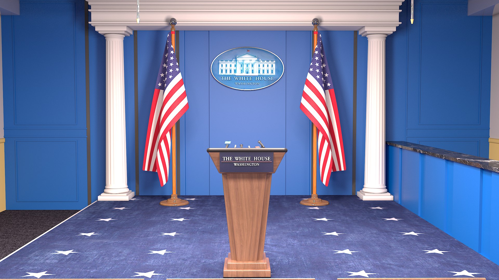 3D White House Press Room - TurboSquid 2145262