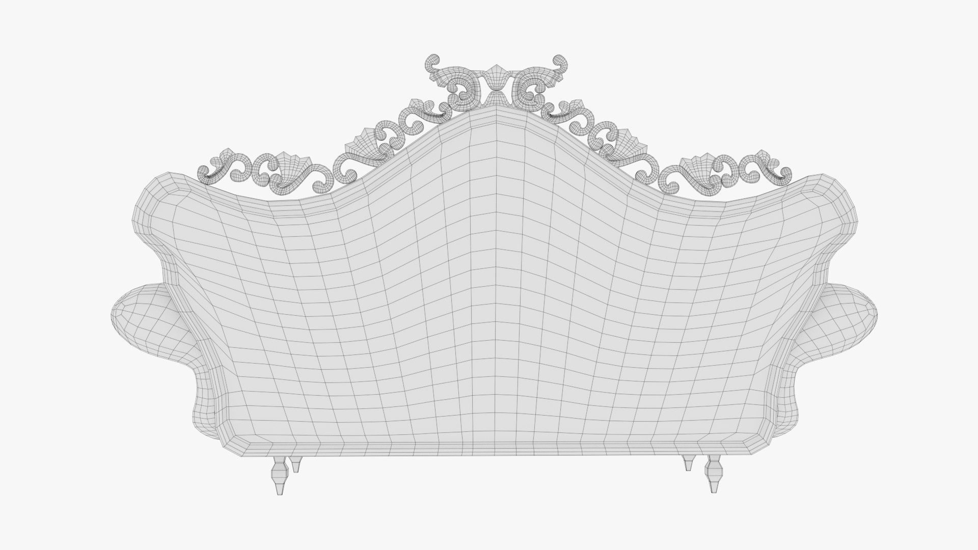 3D Model Victorian Couch White - TurboSquid 1799200